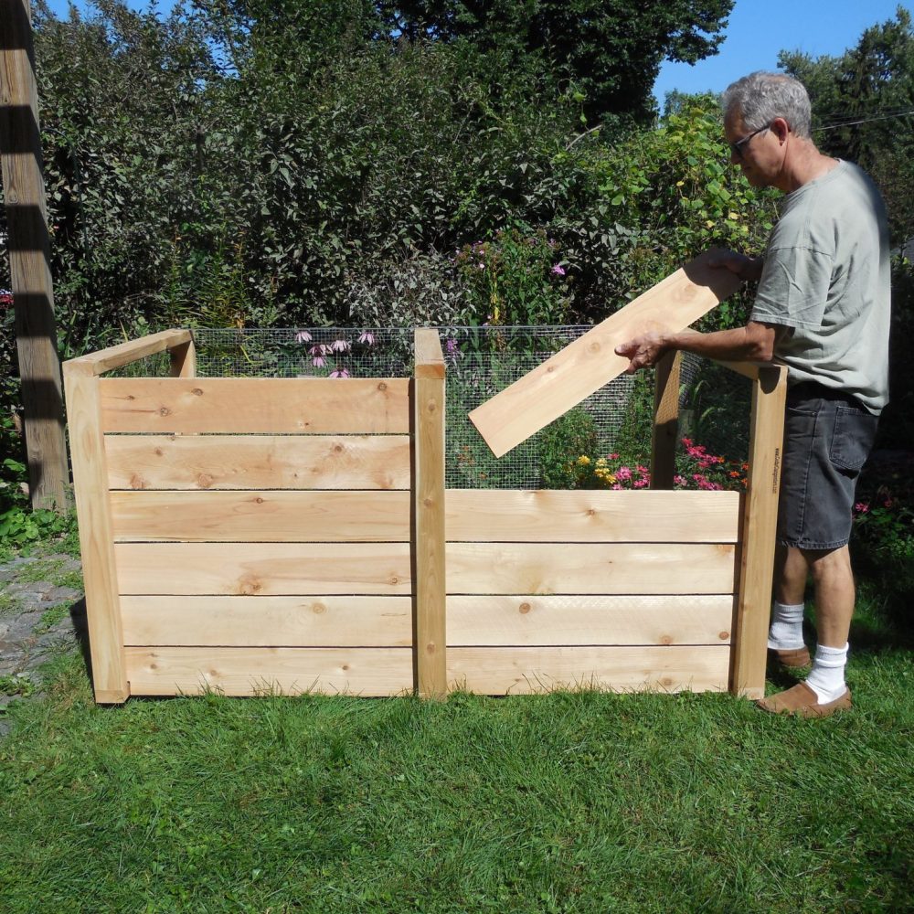 Double-Bin Cedar Composter + 2 Covers - Steve's Earth Engine